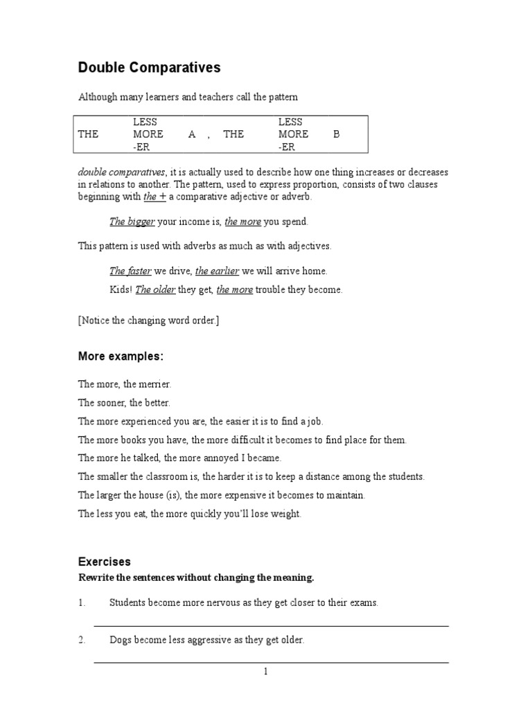 Double Comparatives: Double Comparatives, It Is Actually Used To ...
