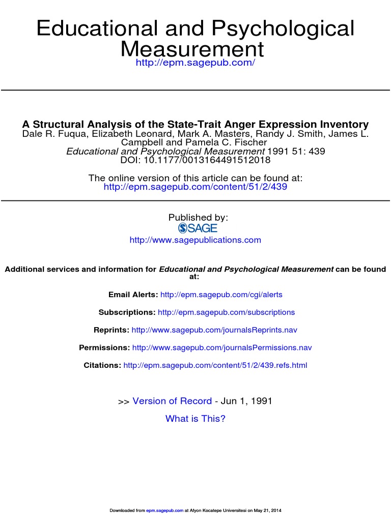 Measurement Educational and Psychological: A Structural Analysis of The ...
