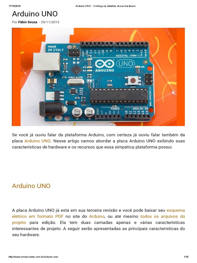 Arduino UNO - Conheça Os Detalhes Do Seu Hardware | PDF | Arduino ...