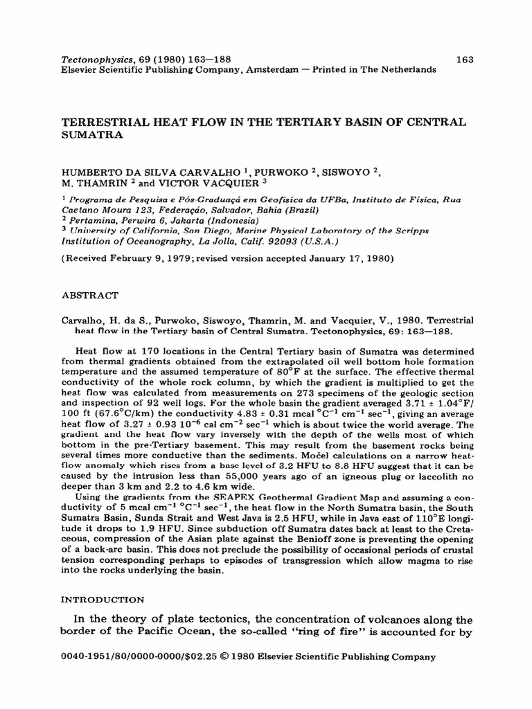 Terrestrial Heat Flow in The Tertiary Basin of Central Sumatera | PDF ...