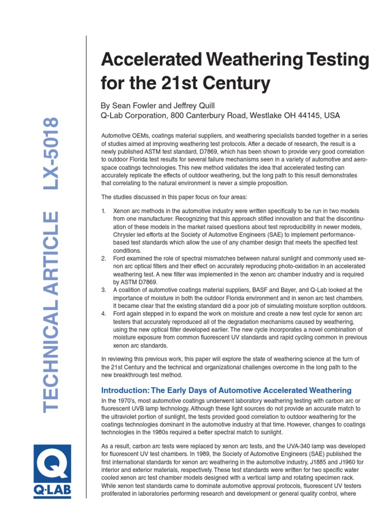 Accelerated Weathering Testing For The 21 Century | PDF | Ultraviolet ...