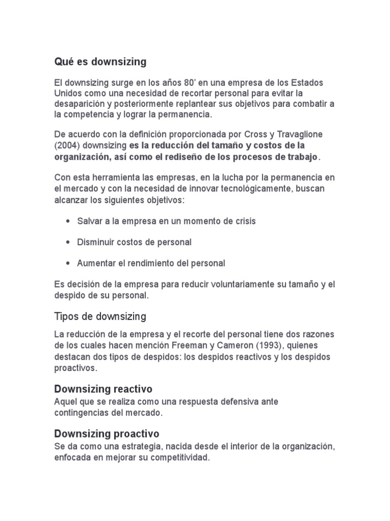 Estrategias de Downsizing Empresarial | PDF | Mercado (economía) | Ciencias económicas
