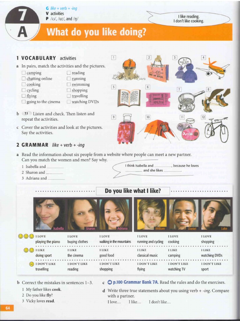 7A Like Ing Activities | PDF | Linguistics | Languages