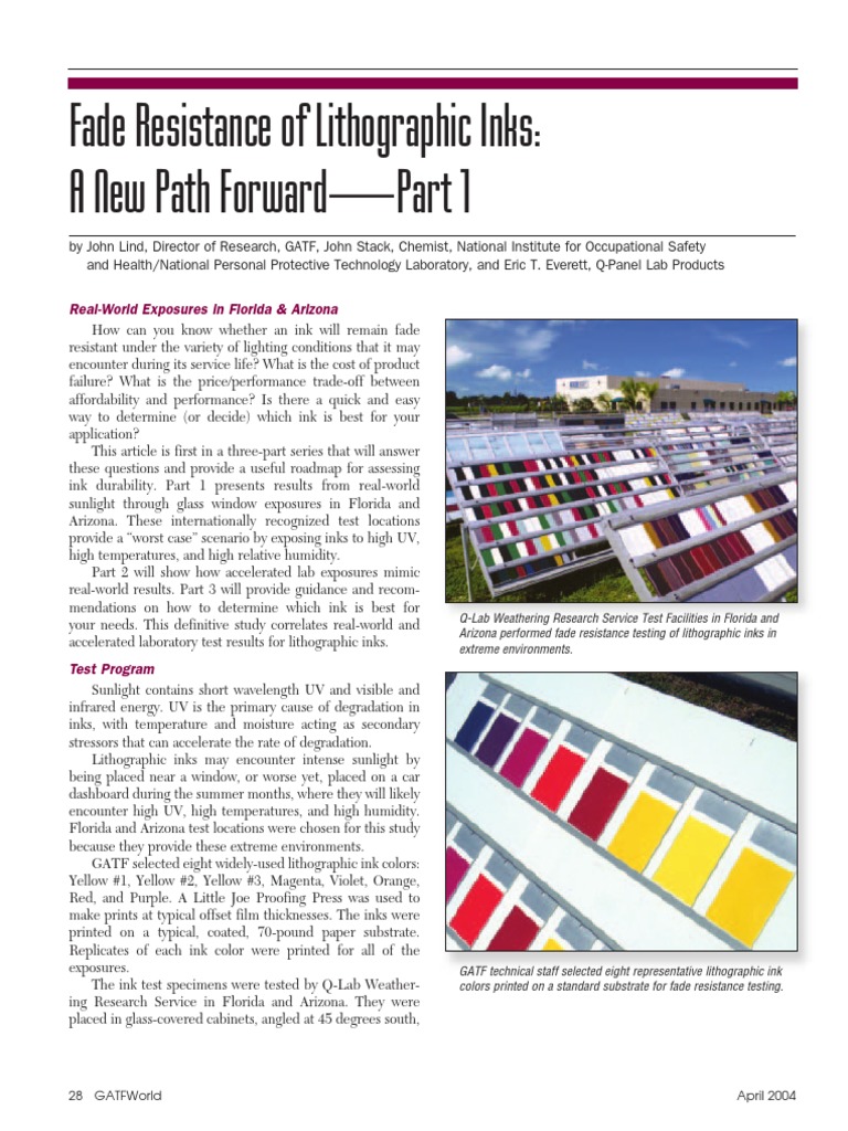 Fade Resistance of Lithographic Inks | PDF | Laboratories | Ultraviolet