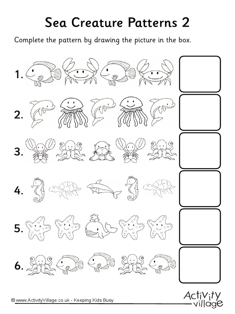 Sea Creature Patterns 2 BW | PDF