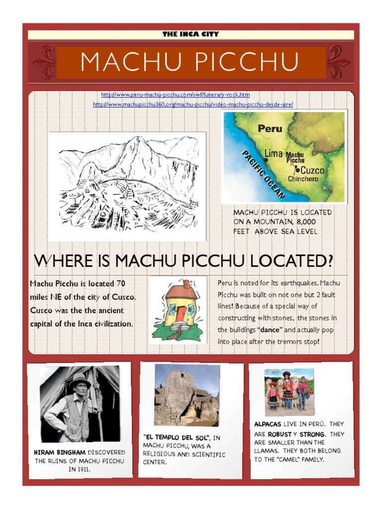 Machu Picchu Activities | PDF | Machu Picchu | Inca Empire