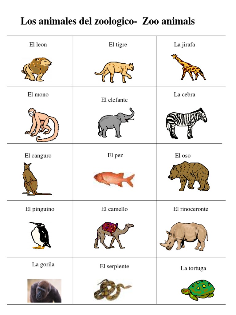 Animales del Zoológico | PDF