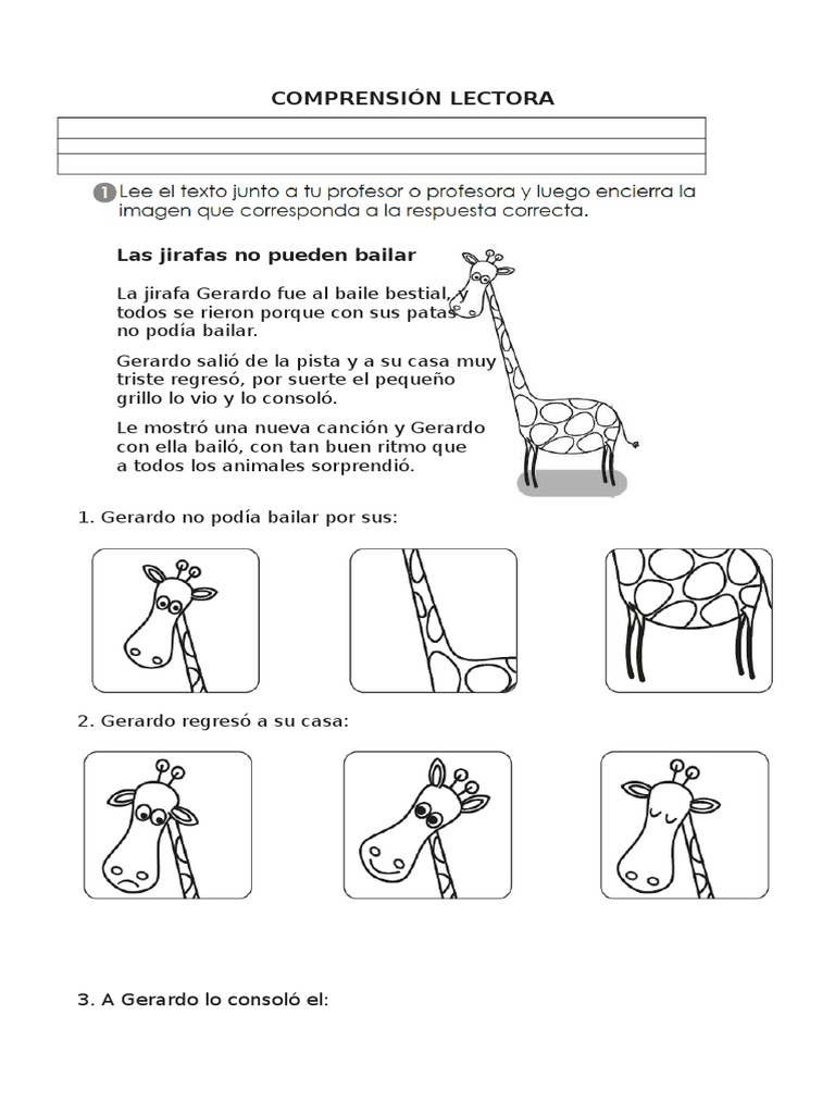 LEO Y COMPRENDO Las Jirafas No Pueden Bailar | PDF