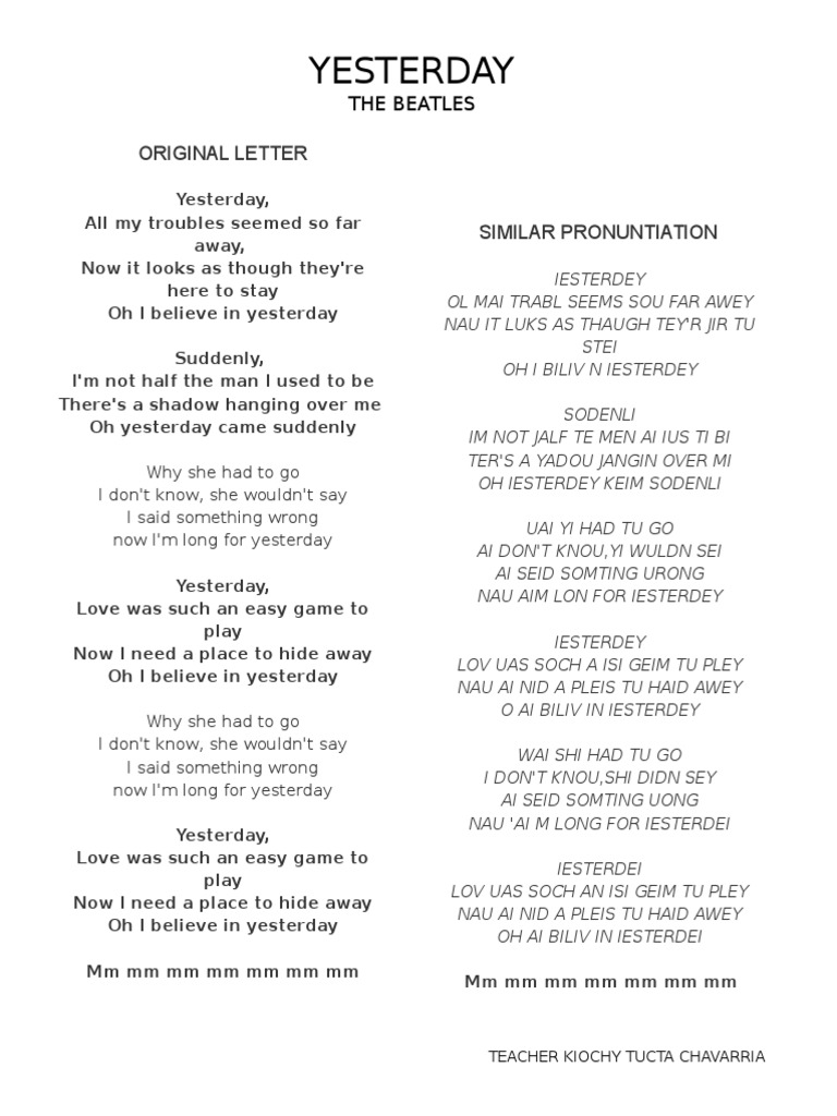 Yesterday: Original Letter | PDF | American Record Charts | Emi