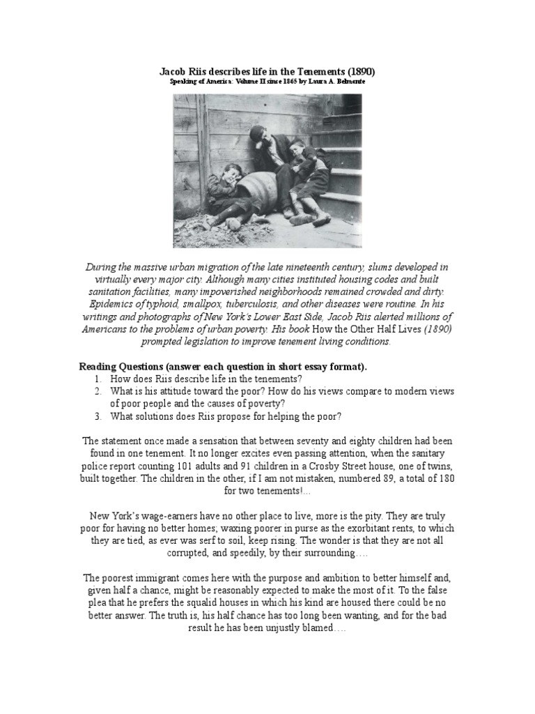 Jacob Riis Describes Life in The Tenements | PDF | Wellness | Medical