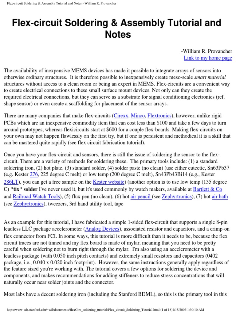 Flex-Circuit Soldering and Assembly Tutorial and Notes | PDF ...