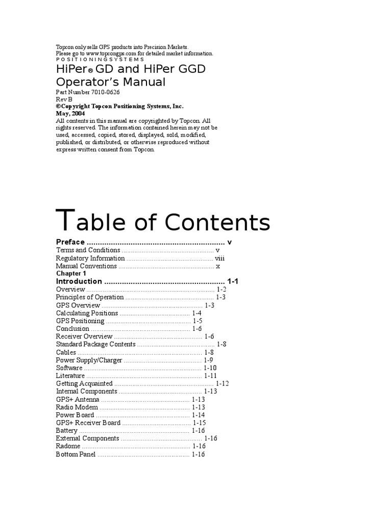 Able of Contents: Hiper GD and Hiper GGD Operator'S Manual | PDF ...