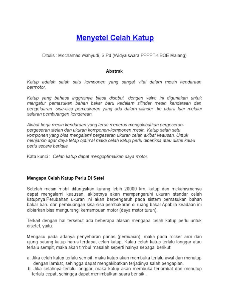 Menyetel Celah Katup | PDF