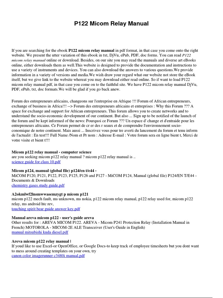 p122 Micom Relay Manual | PDF | Technology & Engineering
