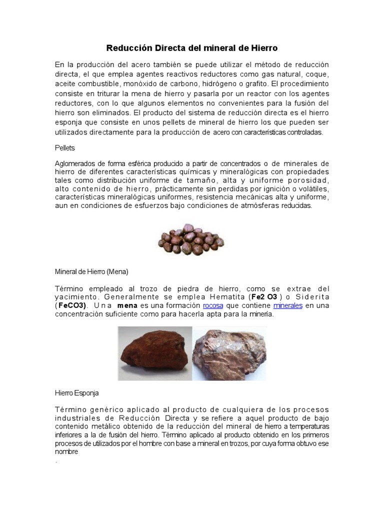 Reducción Directa Del Mineral de Hierro | Hierro | Redox