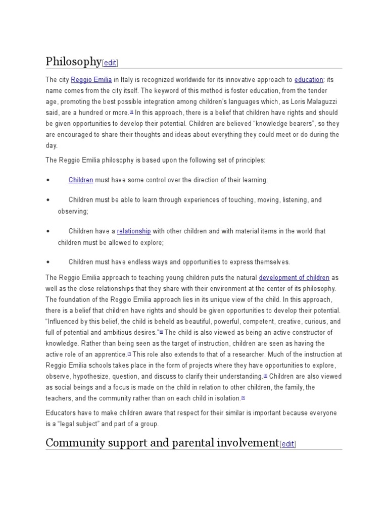 Philosophy Reggio Emilia | PDF | Cognitive Science | Psychological Concepts