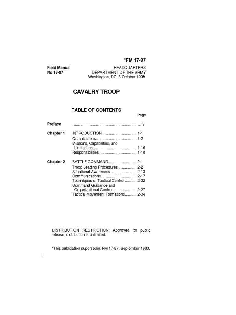 Cavalry US Field Manual | PDF | Platoon | Reconnaissance