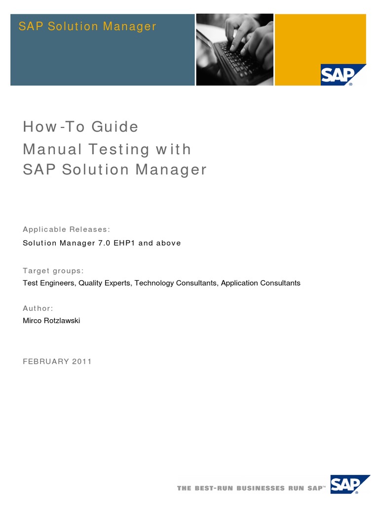 Manual Testing with SAP Solution Manager | PDF | Software Testing ...