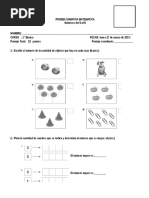 Prueba de Matematicas Primero | PDF