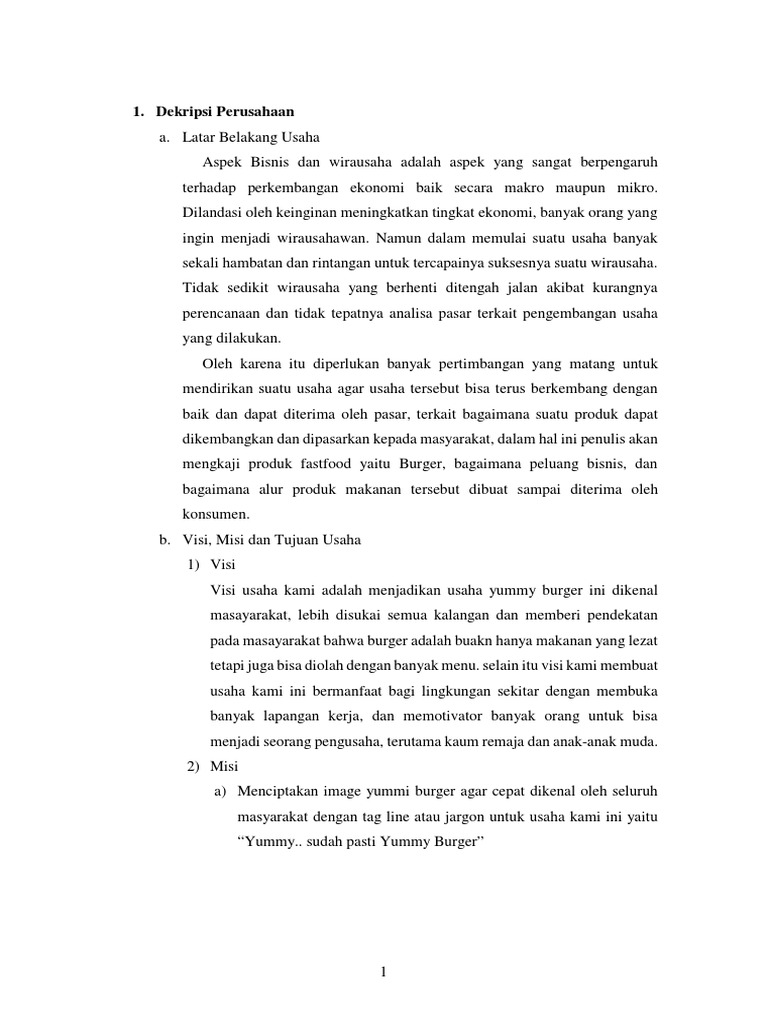 Proposal Usaha Yummy Burger | PDF