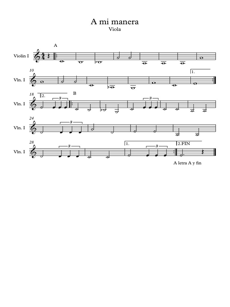 A Mi Manera Viola-Violin - Partitura Completa PDF | PDF