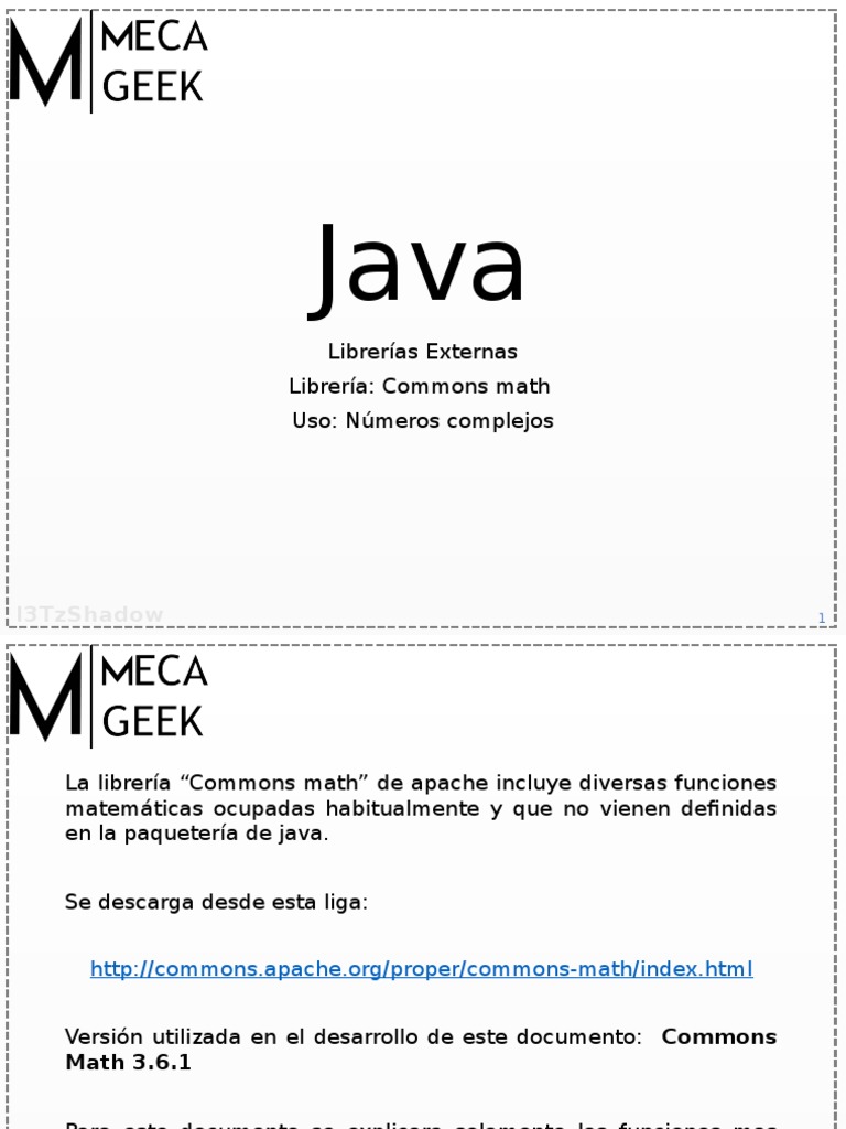 Java - Apache - Commons Math | PDF | Fracción (Matemáticas) | Java ...
