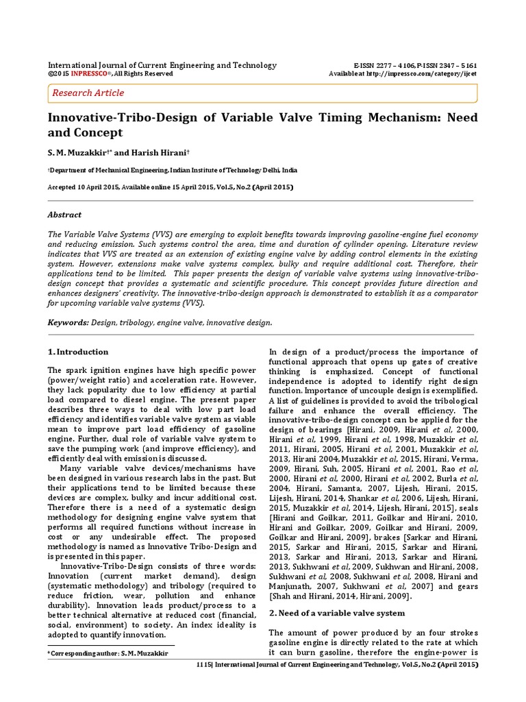 Innovative Tribo Design of VVT Mechanism | PDF | Wear | Friction