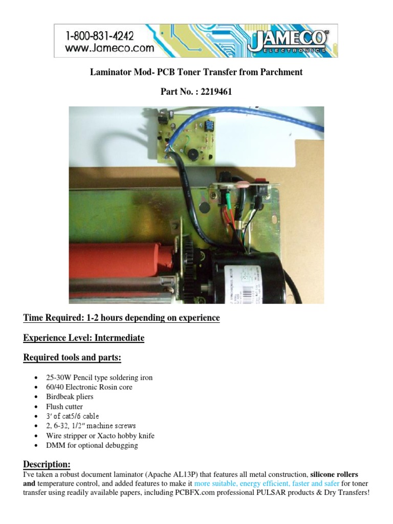 Laminator Mod - PCB Toner Transfer From Parchment | PDF | Printed ...