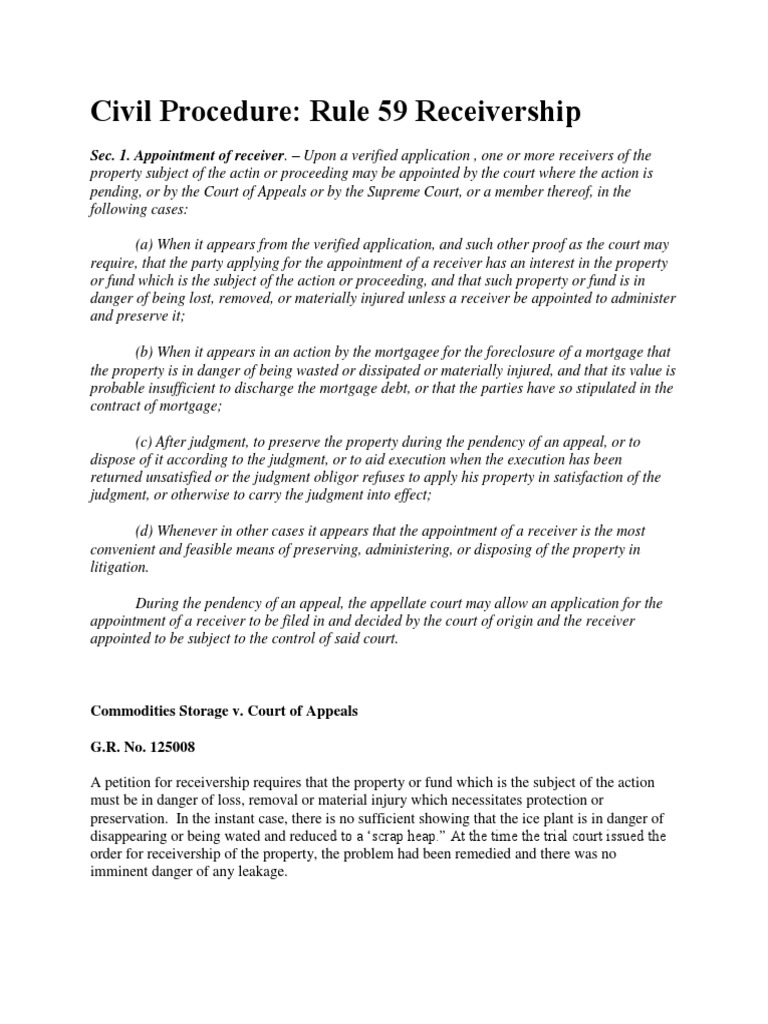 Receivership Rules in Civil Procedure | PDF | Surety Bond | Receivership