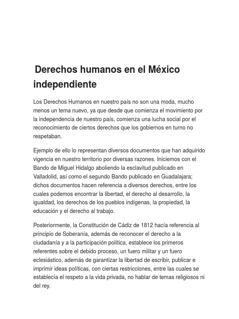 Derechos Humanos en El México Independiente | PDF | Derechos humanos ...