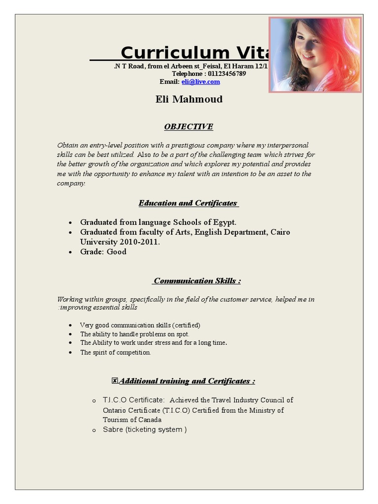 Curriculum Vitae: Eli Mahmoud | PDF | English As A Second Or Foreign ...