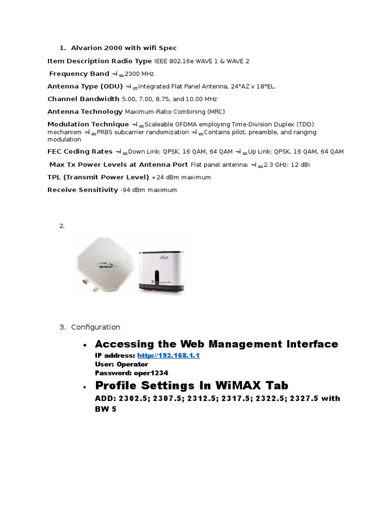 Alvarion 2000 With Wifi Spec | PDF