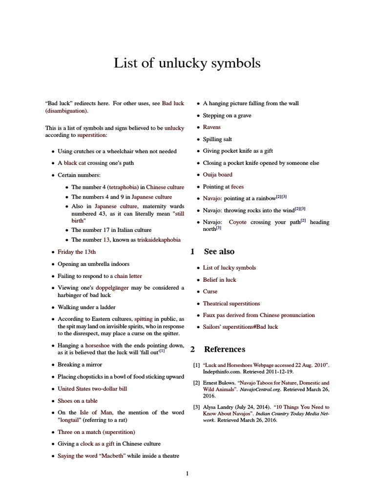 List of unlucky symbols.pdf | Luck