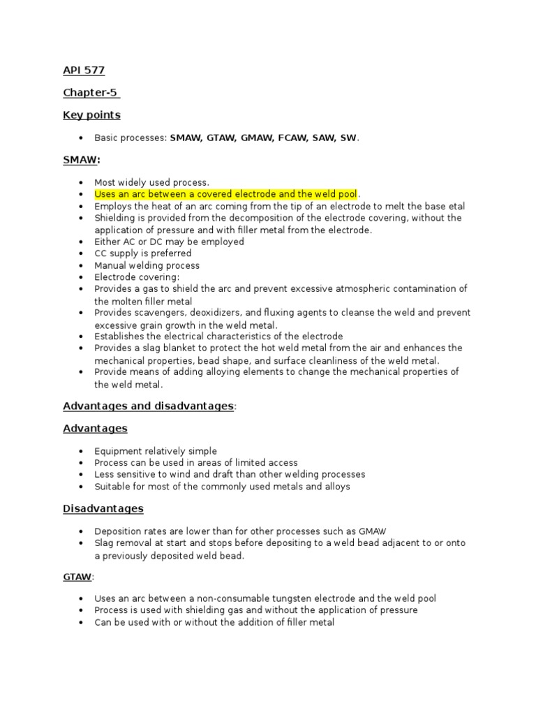 API 577 Key Points - Chapter 5 | PDF | Welding | Construction