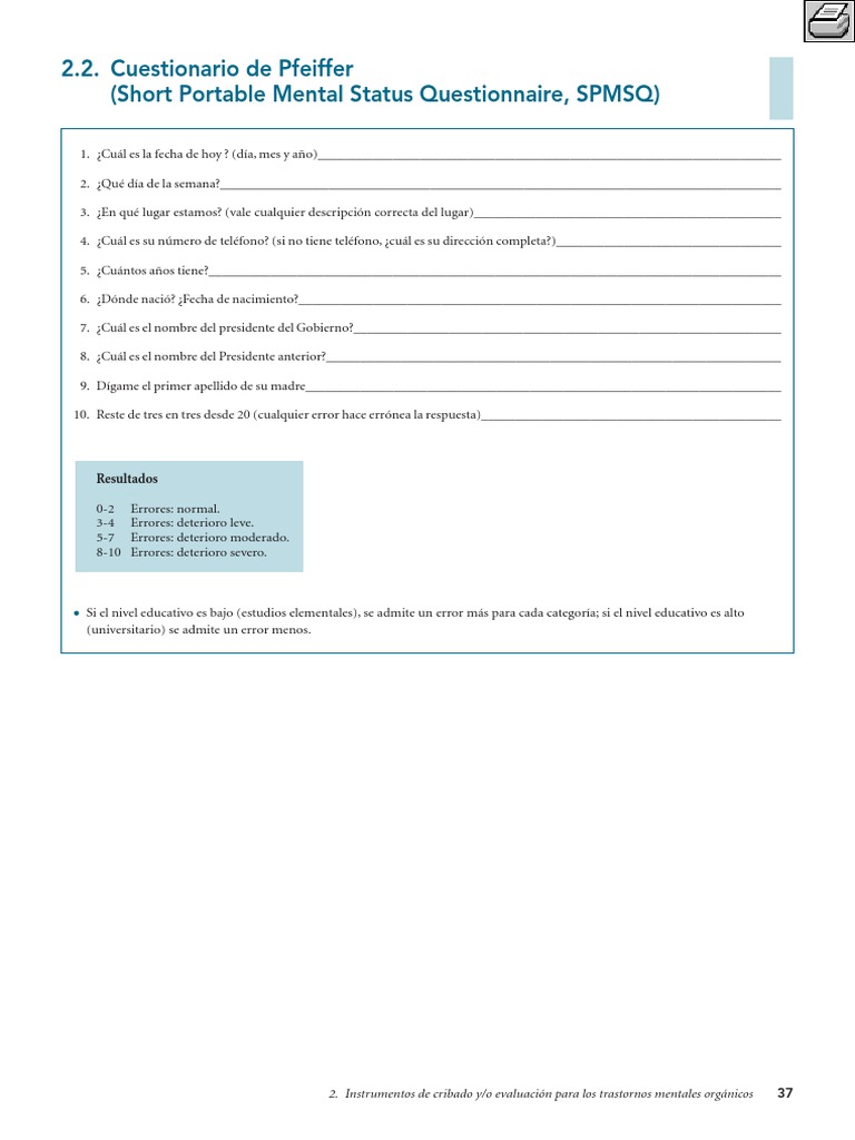 2.2. Cuestionario de Pfeiffer (Short Portable Mental Status ...