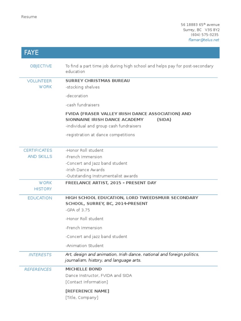 High School Student Resume | PDF