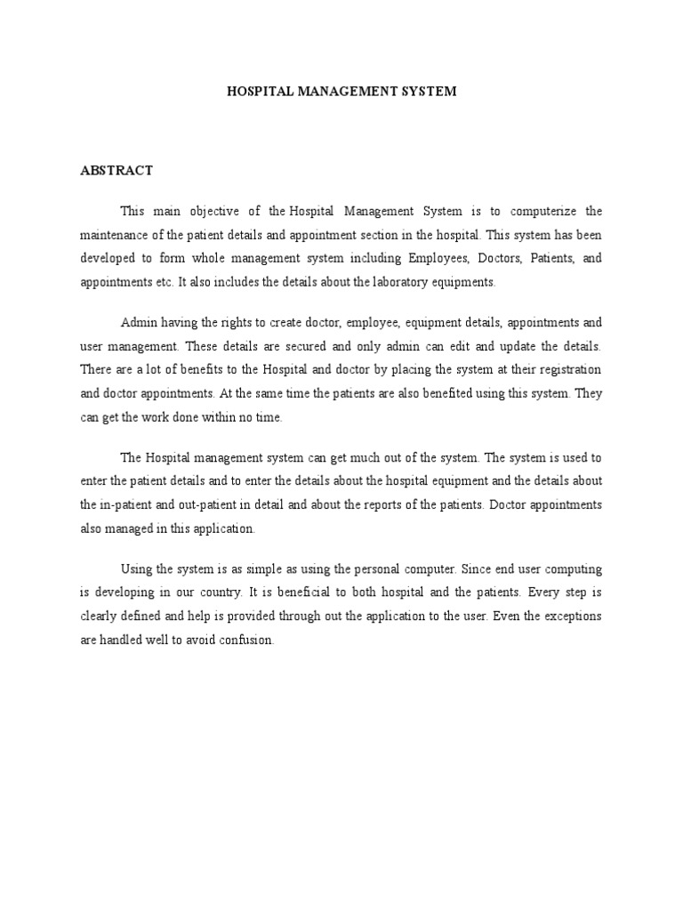 Hospital Management System Abstract | Download Free PDF | Floppy Disk ...