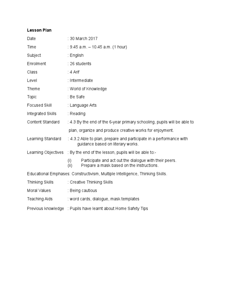 Lesson Plan | PDF | Constructivism (Philosophy Of Education) | Teachers