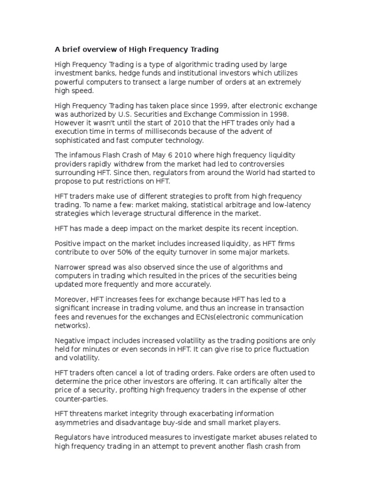 High Frequency Trading | Download Free PDF | High Frequency Trading ...