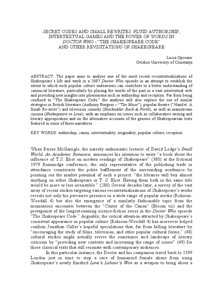 Shakespeare Code | PDF | Hamlet | William Shakespeare