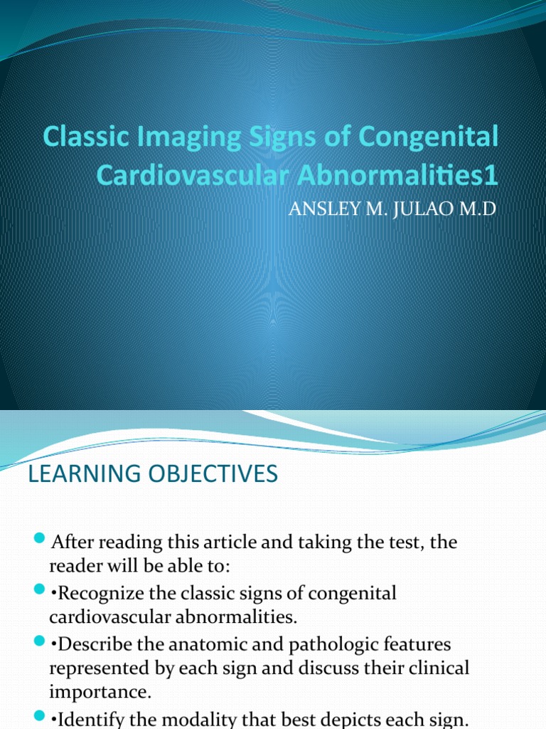 Classic Imaging Signs of Congenital Cardiovascular Abnormalities 1 ...