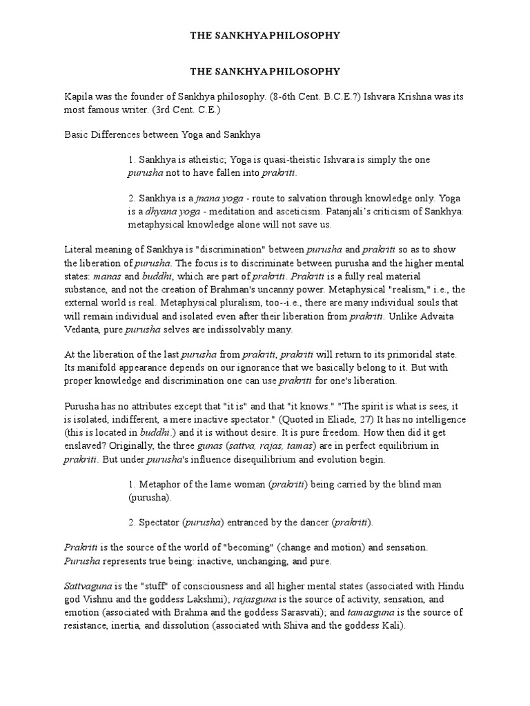 THE SANKHYA PHILOSOPHY.docx | Yoga | Soul