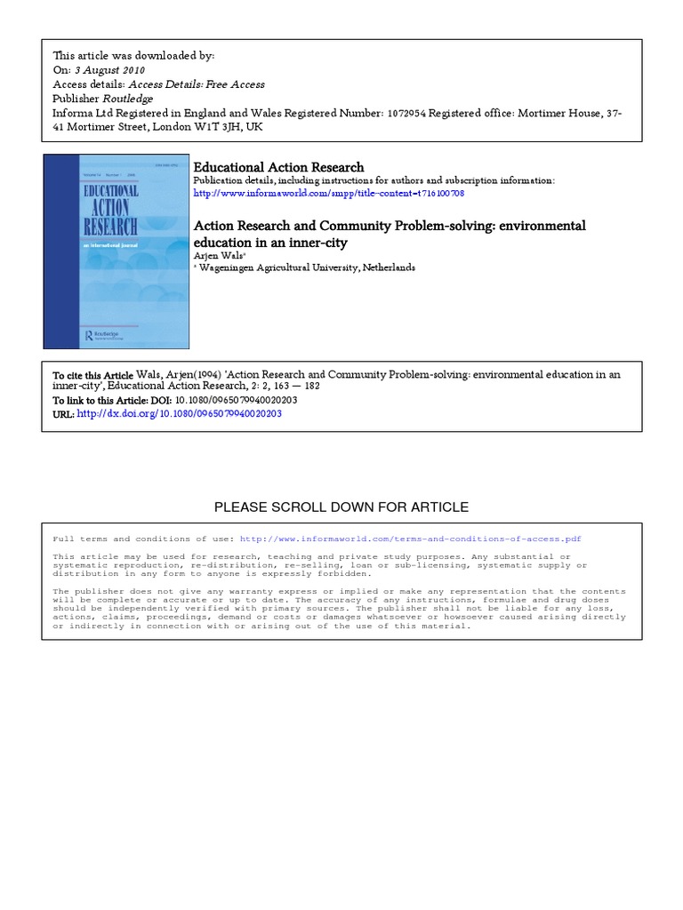 Educational Action Research: Publication Details, Including ...