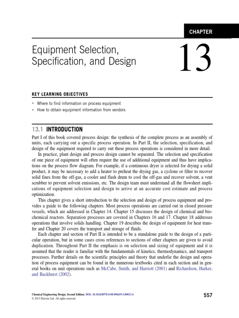Chapter 13 - Equipment Selection, Specification, and Design | PDF ...