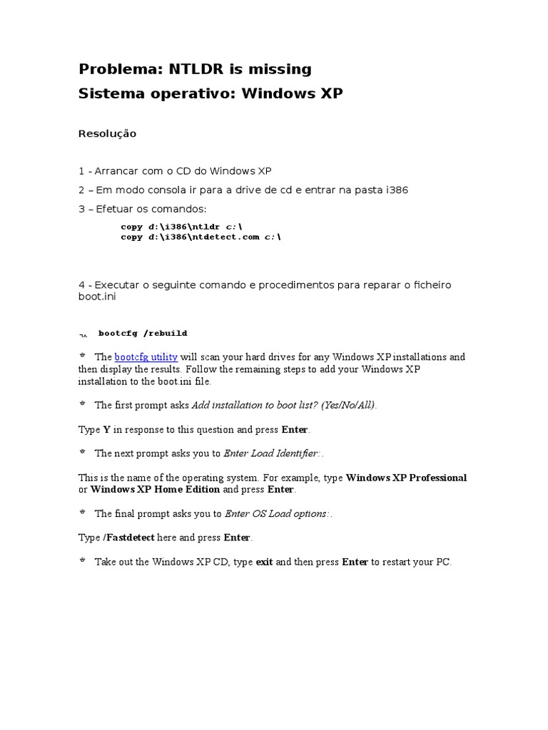 Reparar NTLDR Is Missing | PDF