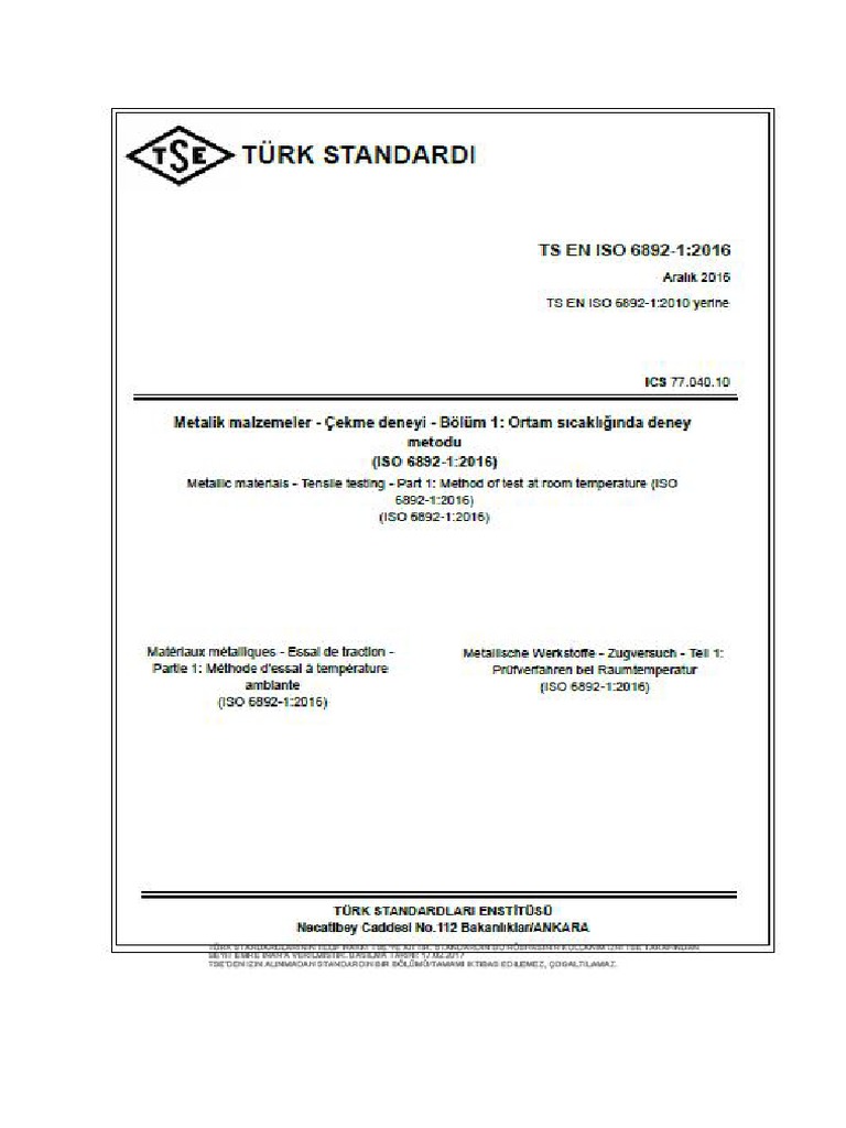 TS en Iso 6892-1 | PDF