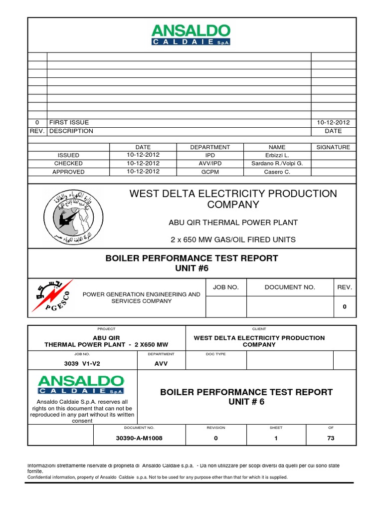 Boiler Performance Test Report Rev0 | PDF | Boiler | Power Station
