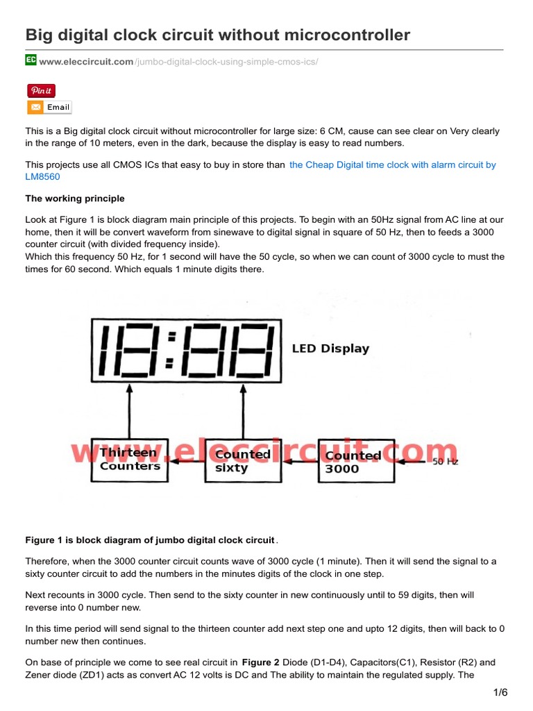 Big Digital Clock Circuit Without Microcontroller | PDF | Electronic ...