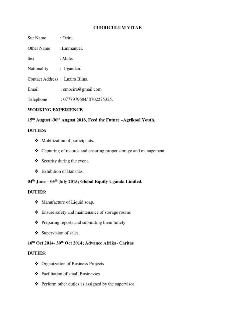 Ocira CV and Scanned Documents | PDF | Uganda | Further Education