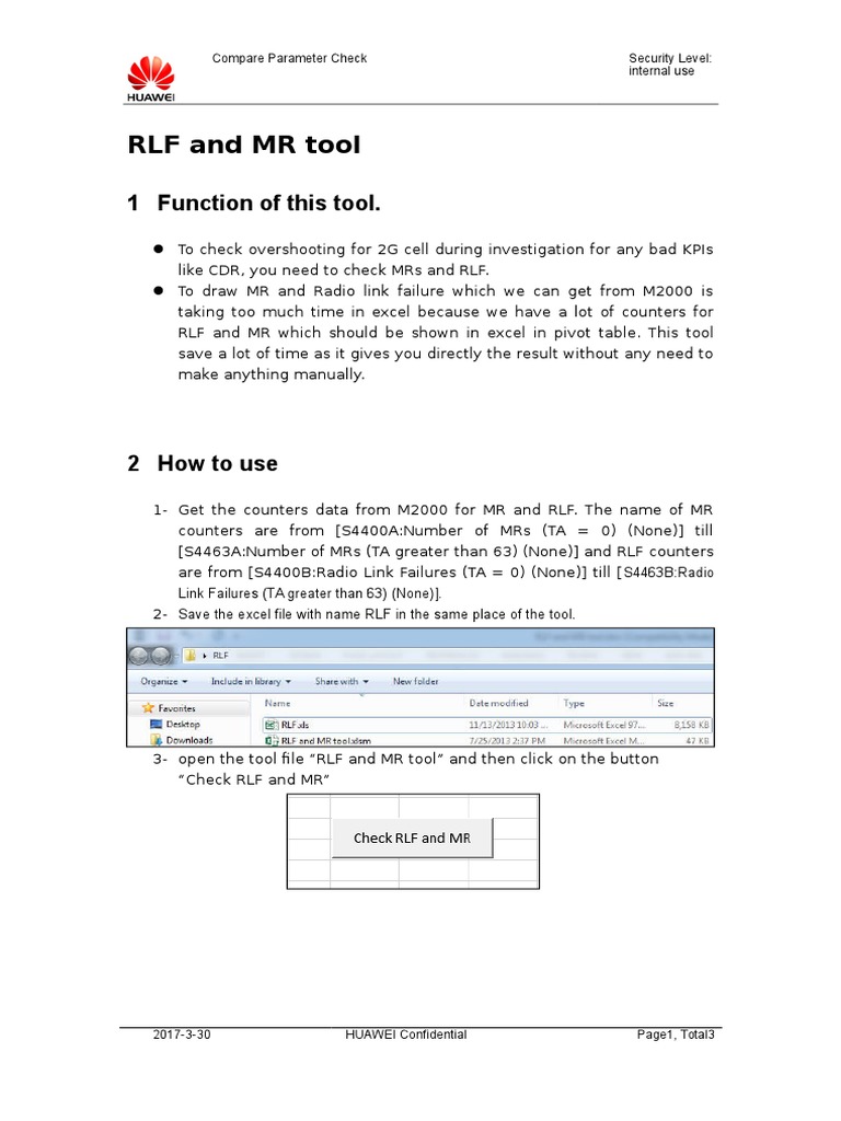 RLF and MR Tool: 1 Function of This Tool | PDF